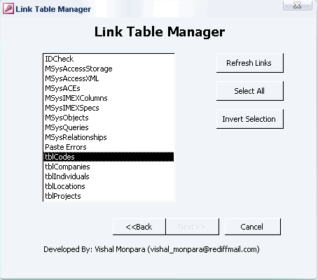 MS Access Link Table Manager - Vishal Monpara
