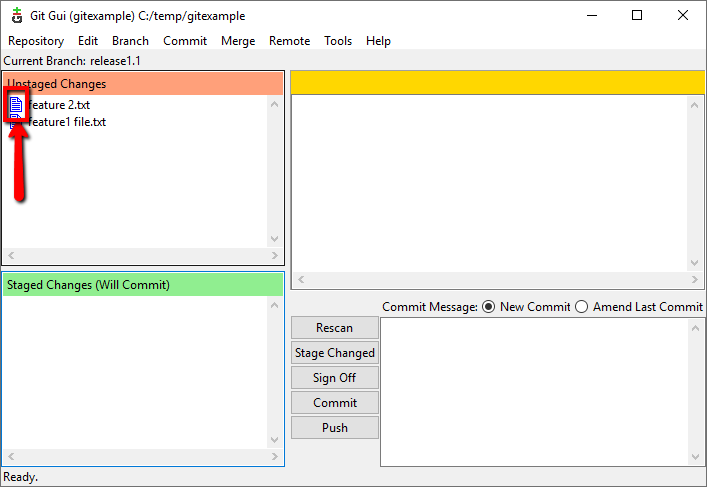 Git GUI: How to stage individual unstaged file - Vishal Monpara