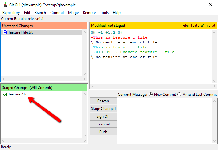 Git GUI: How to stage individual unstaged file - Vishal Monpara